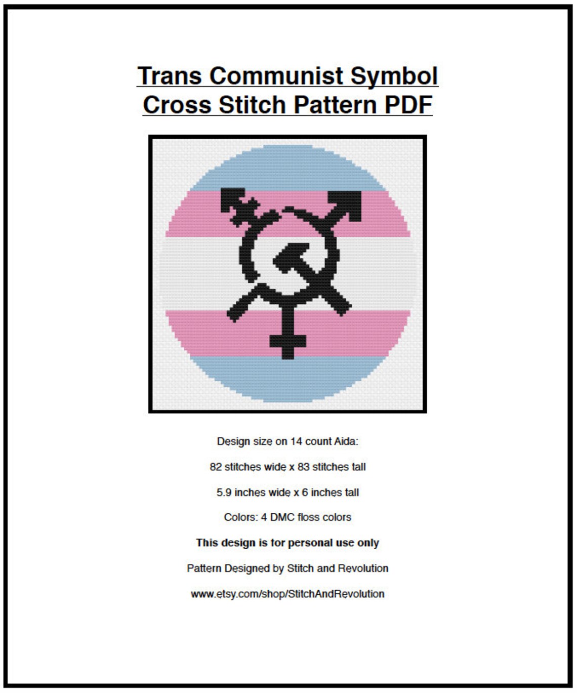 Trans Communist Symbol Cross Stitch Pattern - Etsy