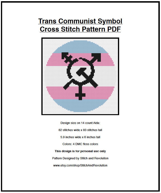 Trans Communist Symbol Cross Stitch Pattern - Etsy