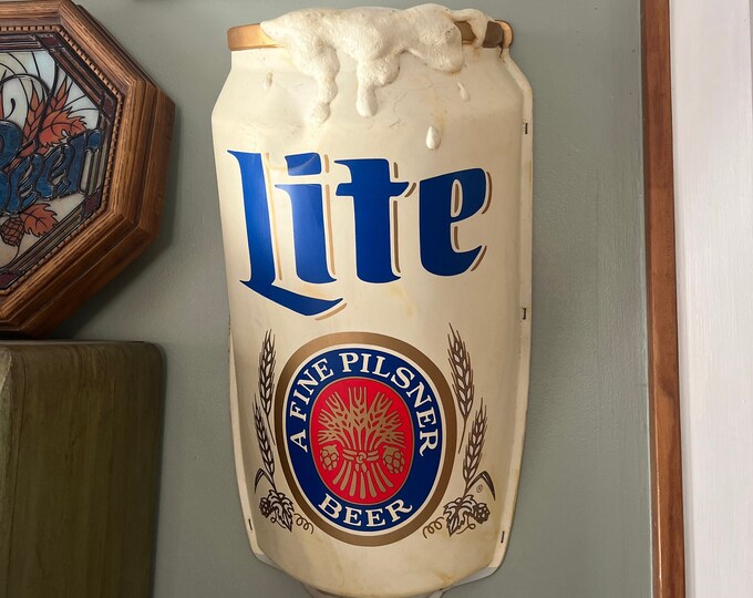 Vintage 1980s 80s Miller Lite Advertisement Large 3D Beer Can Bar Decor ...