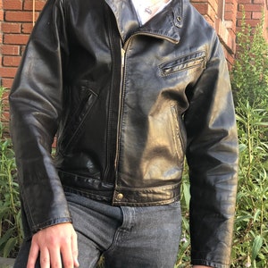 Vintage 1940s 40s WWII Bomber Motorcycle Brown Leather Brass Talon ...