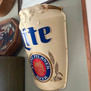Vintage 1980s 80s Miller Lite Advertisement Large 3D Beer Can Bar Decor ...