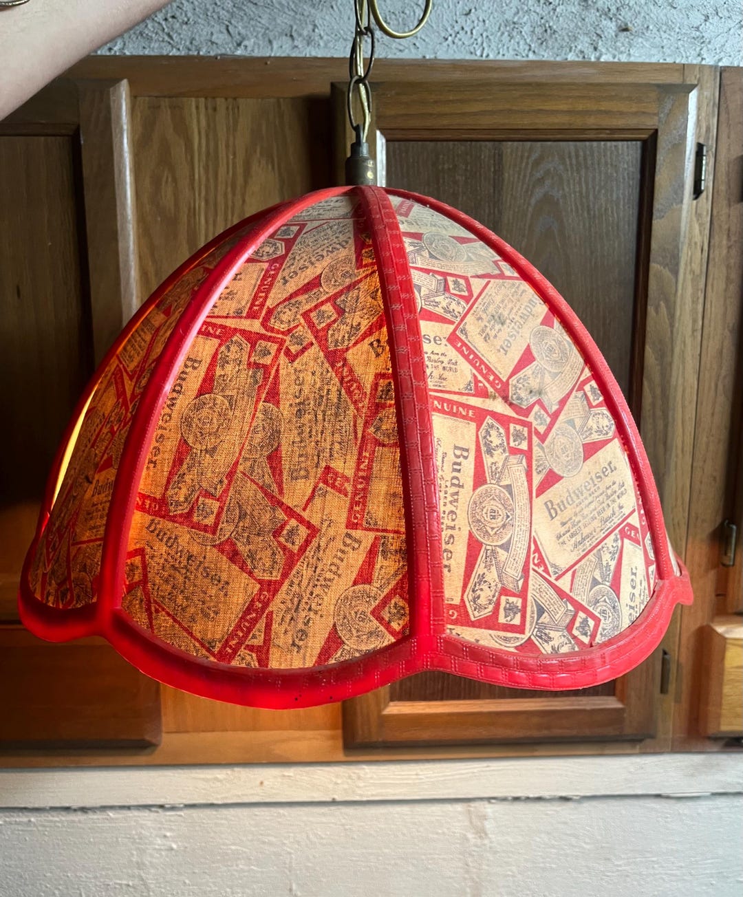 Vintage 1970s Budweiser Beer Swag Hanging Chain Lamp Light Fixture Boho ...