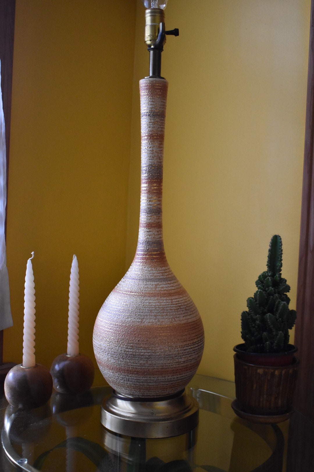 Vintage 1960s 60s Mid Century Modern Mod Ceramic Textured Gold Rust ...