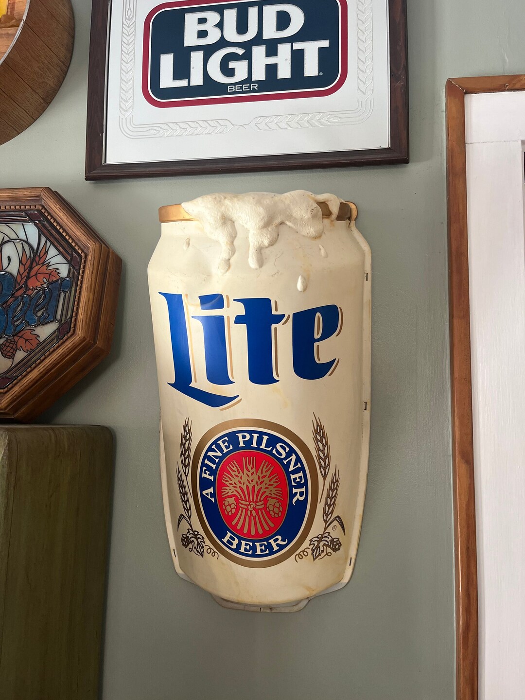 Vintage 1980s 80s Miller Lite Advertisement Large 3D Beer Can Bar Decor ...