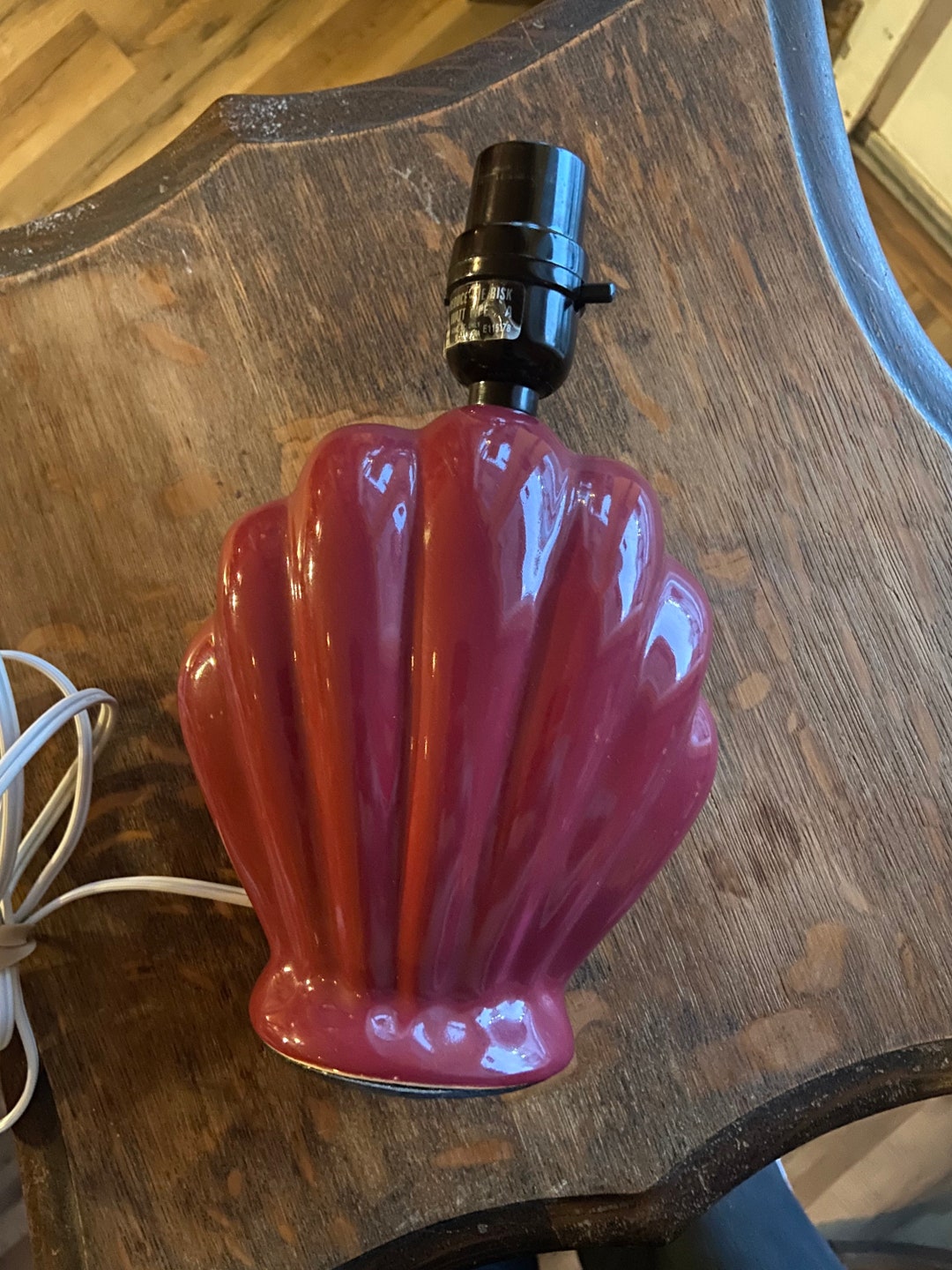 Vintage 1980s 80s Shell Clam Maroon Cranberry Deep Red Scalloped Mini ...