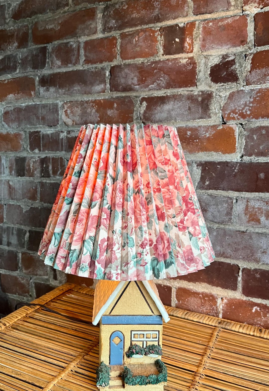 Vintage 1980s 80s Pleaded Lampshade Floral Roses Mauve for Small Lamp ...