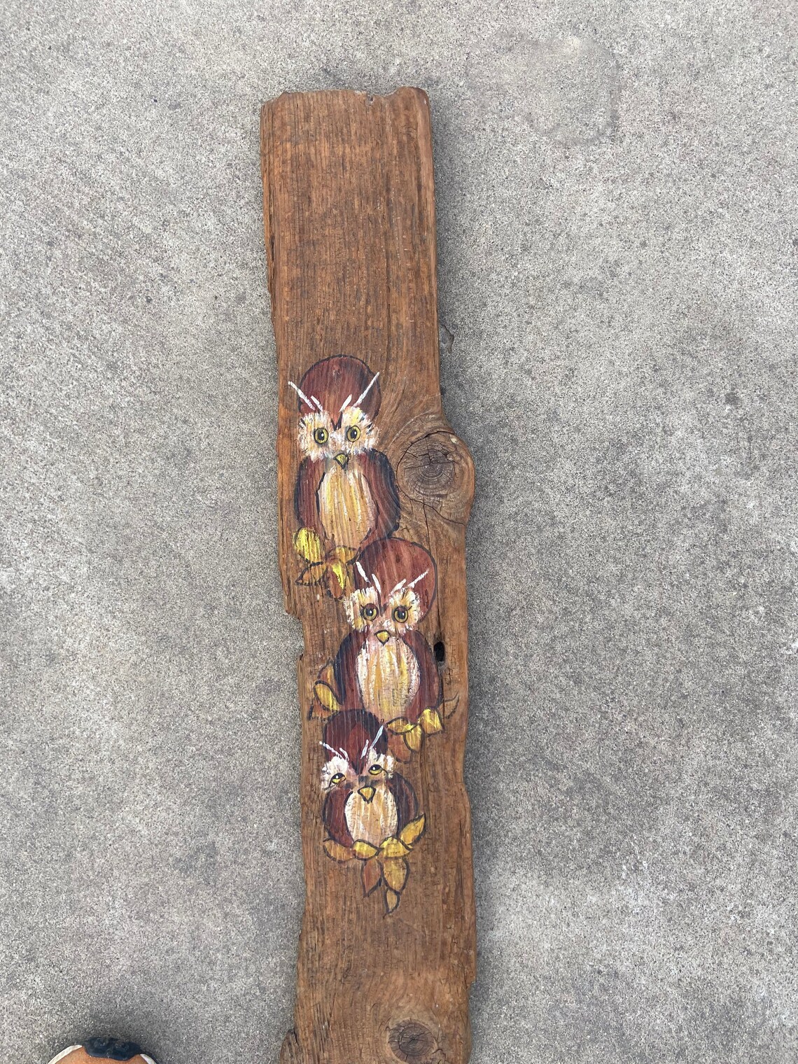 Vintage 1970s 70s Owl Painting on Salvaged Barn Wood Boho Home - Etsy