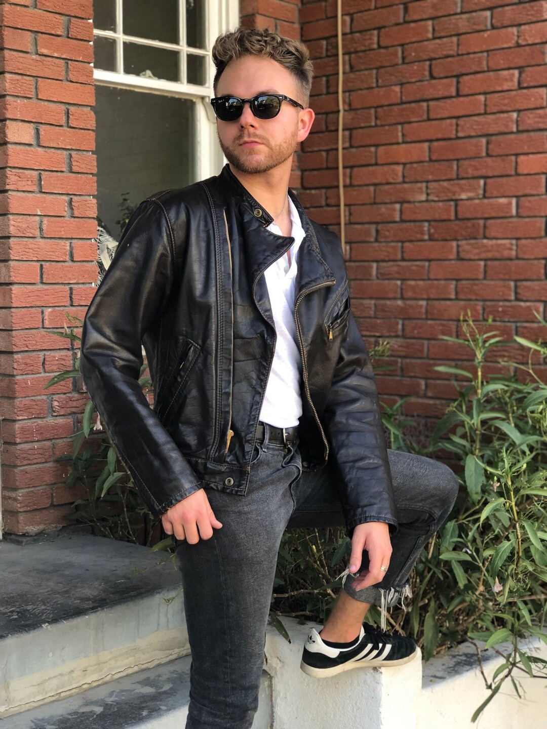 Vintage 1940s 40s WWII Bomber Motorcycle Brown Leather Brass Talon ...