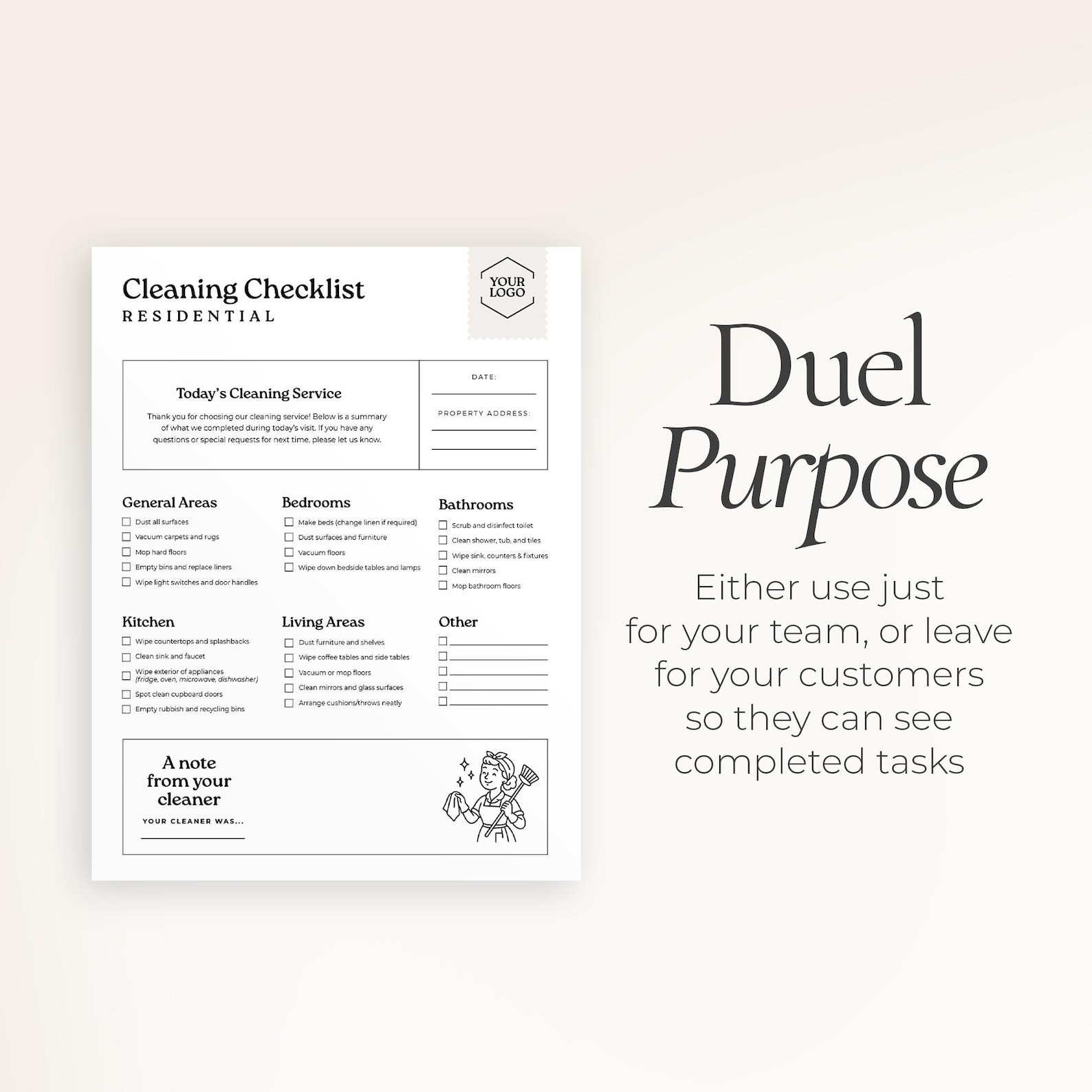 Residential Cleaning Checklist Template | Editable Canva File (US ...