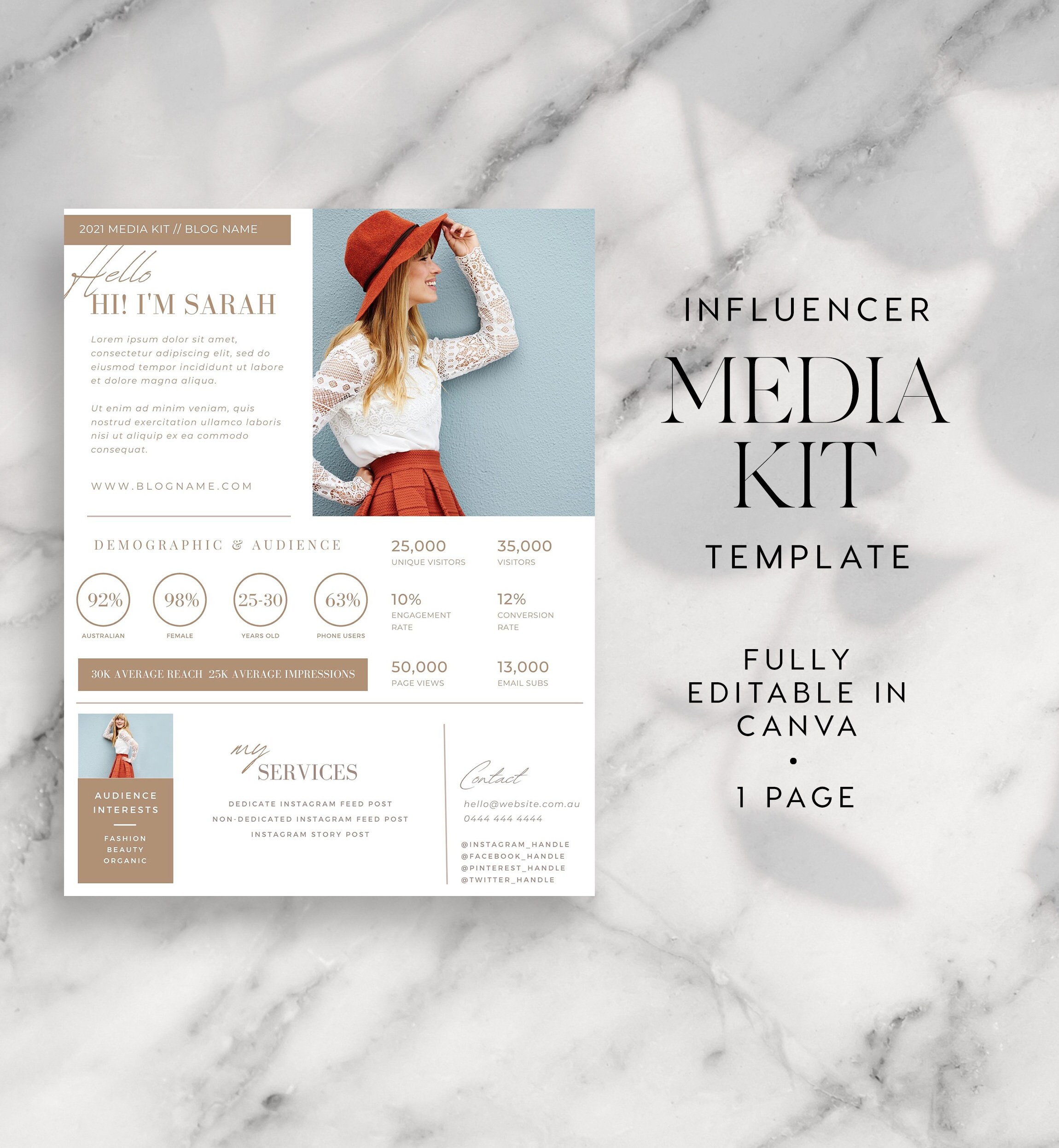 Paper 10 Pages SUG007 Blogger Instagram Influencer Media Kit Canva ...