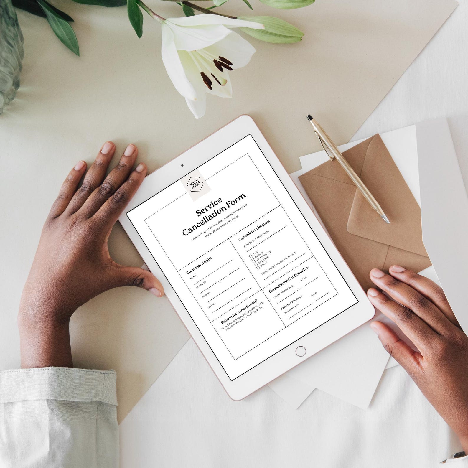 Service Cancellation Form Template | Fillable Client Cancellation Form ...