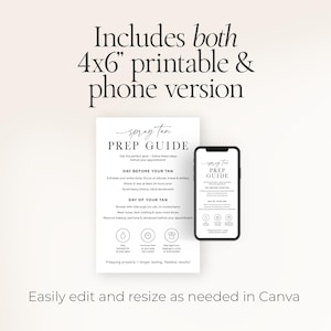 Spray Tan Prep Card | Editable Canva Template | Spray Tan Preparation ...