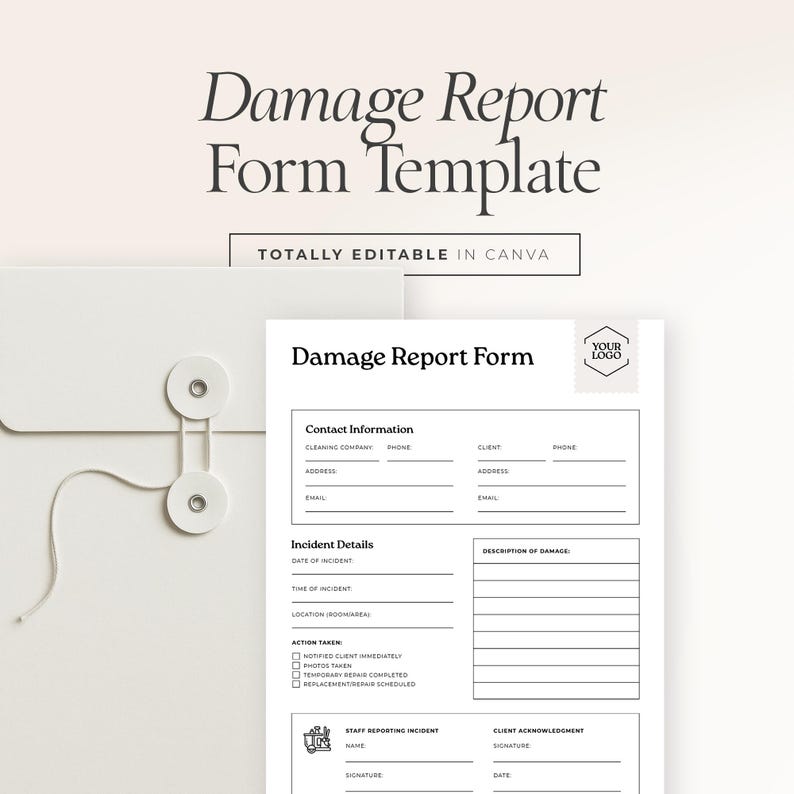 Damage Report Form Template | Fillable Cleaning Business Incident ...