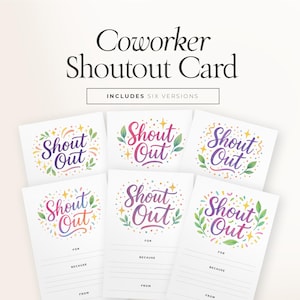 Employee Shout Out Template, Printable Staff Recognition Cards, Digital ...
