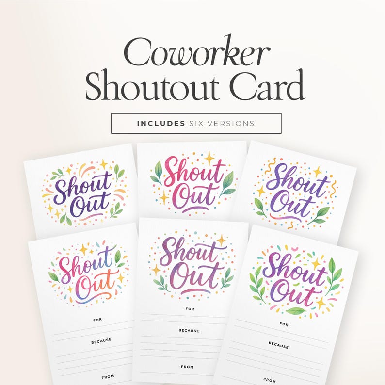 Employee Shout Out Template, Printable Staff Recognition Cards, Digital ...