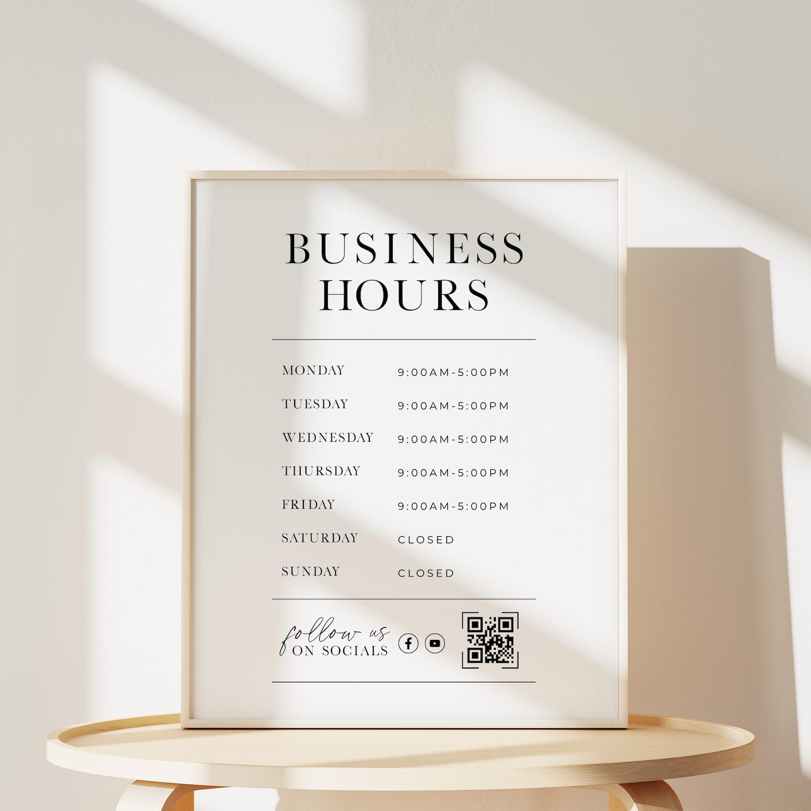 Business Hours Sign | Printable 8x10 Canva Template | Editable Store ...