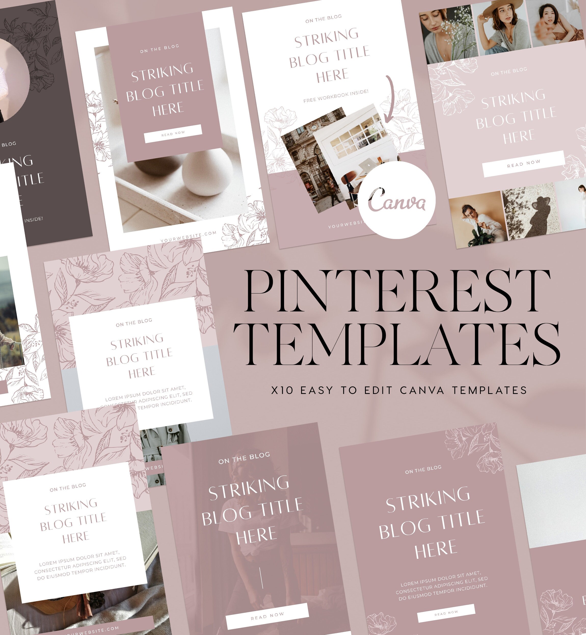Pinterest Template Blush Pink Pinterest Banners Pinterest Graphics ...