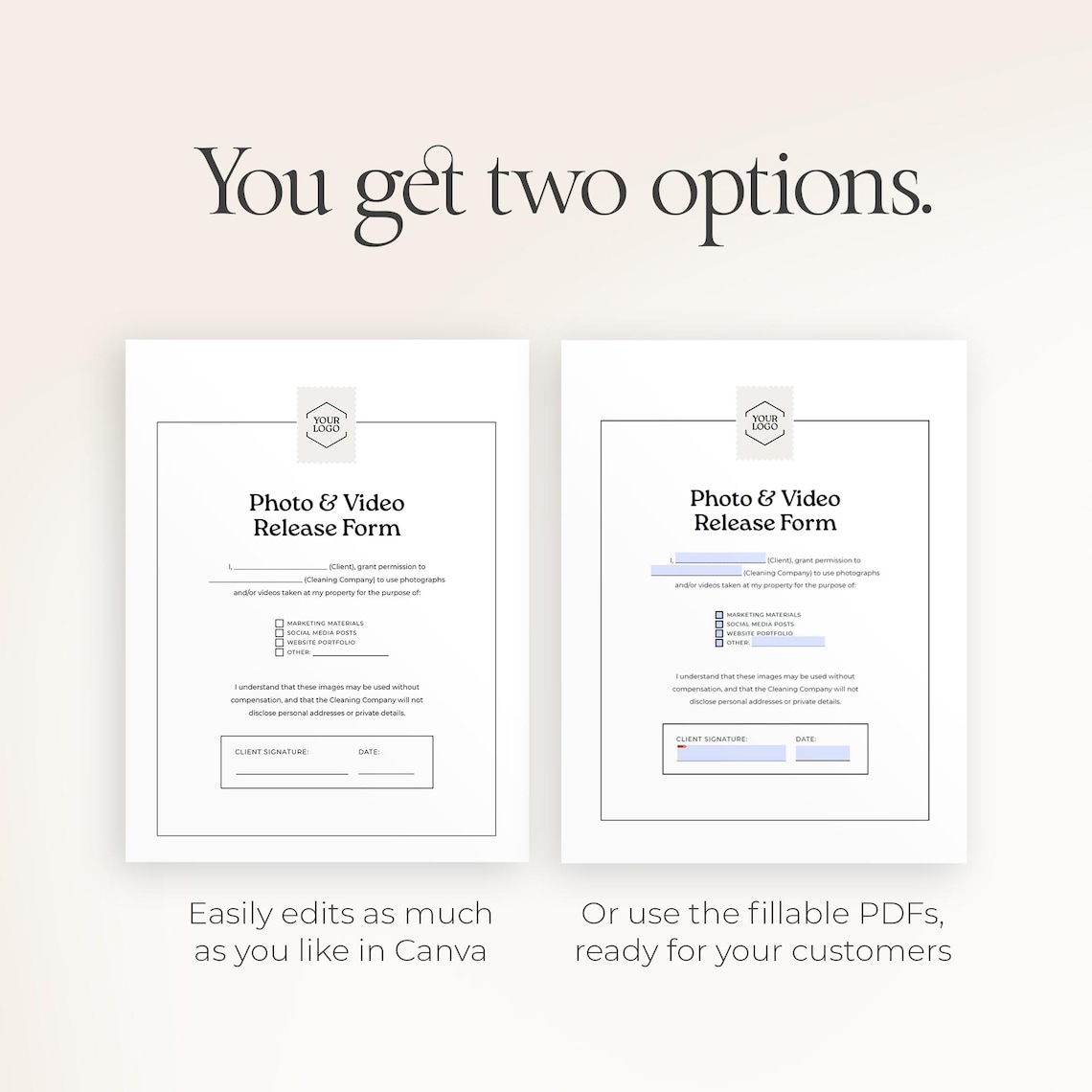 Photo & Video Release Form - Cleaning Business | Fillable PDF and ...