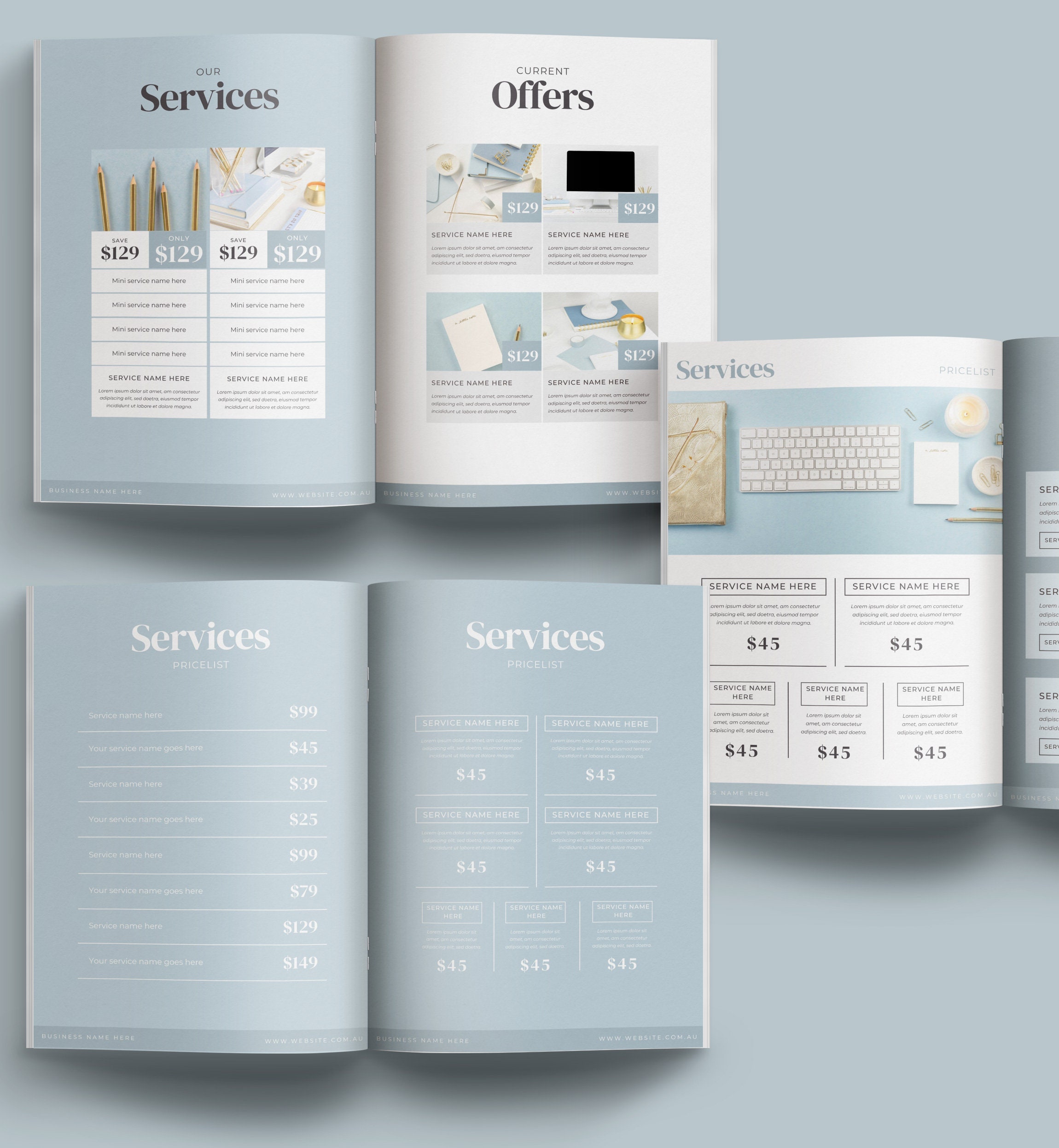 Blue Price List Template INSTANT DOWNLOAD Canva Services / - Etsy