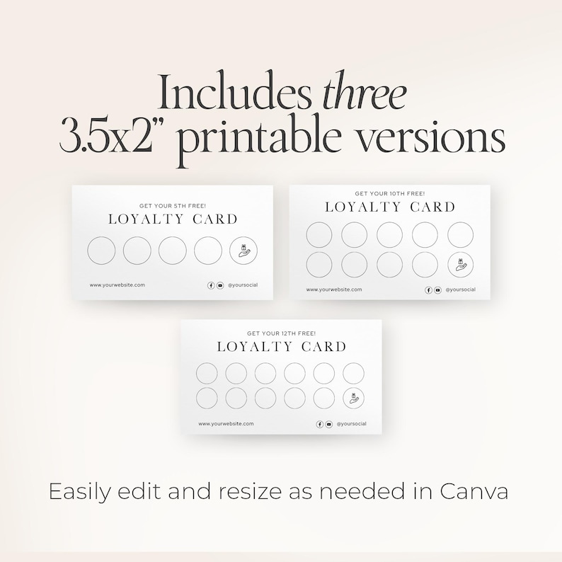 Loyalty Card Template | Editable Canva Punch Card for Small Business ...