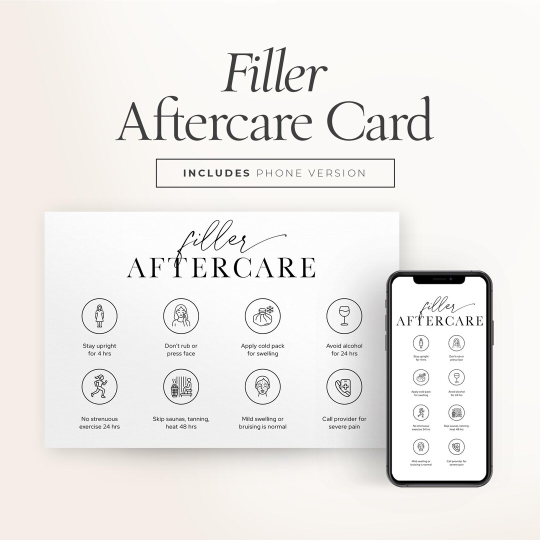 Filler Aftercare Card | Editable Canva Template, Printable Med Spa ...