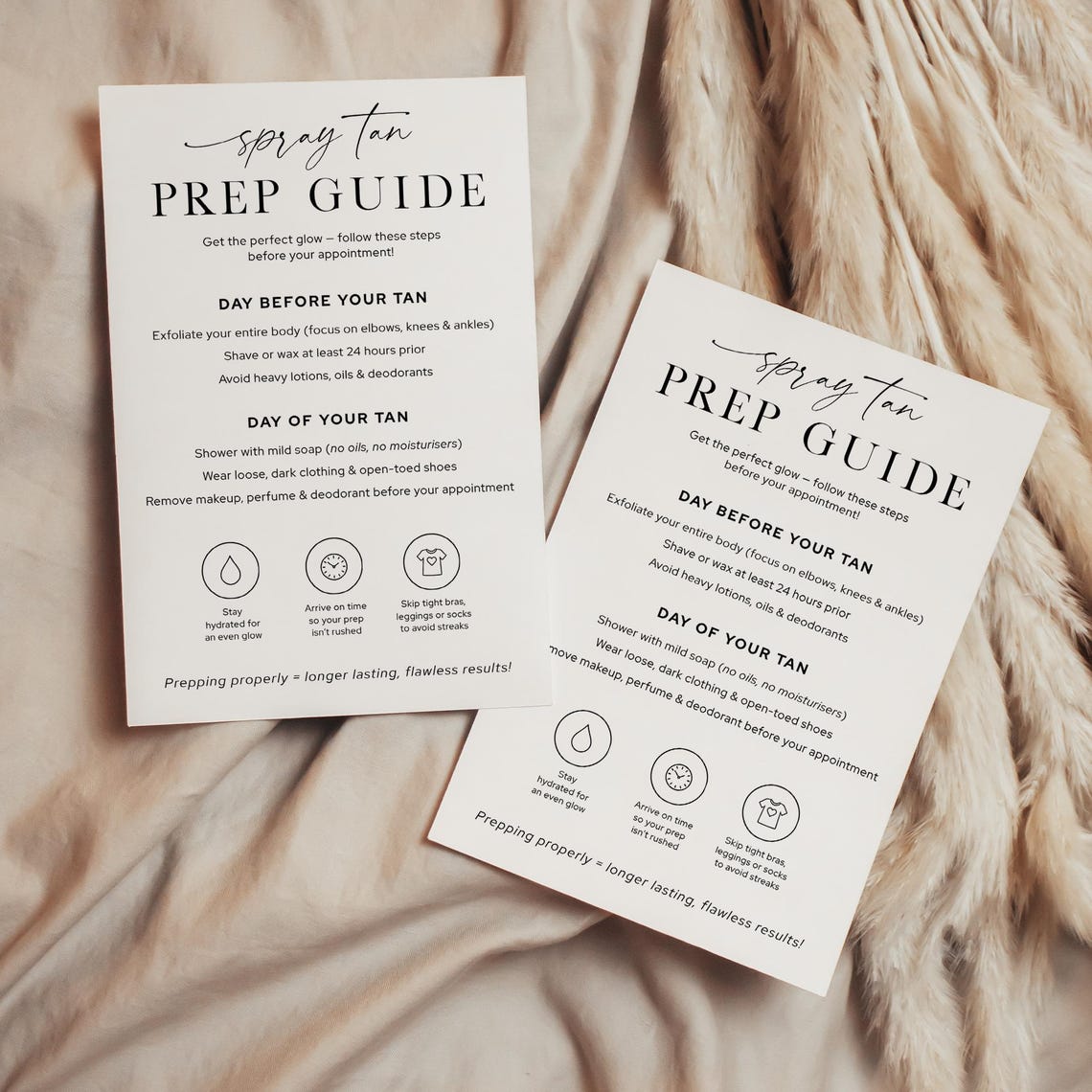 Spray Tan Prep Card | Editable Canva Template | Spray Tan Preparation ...