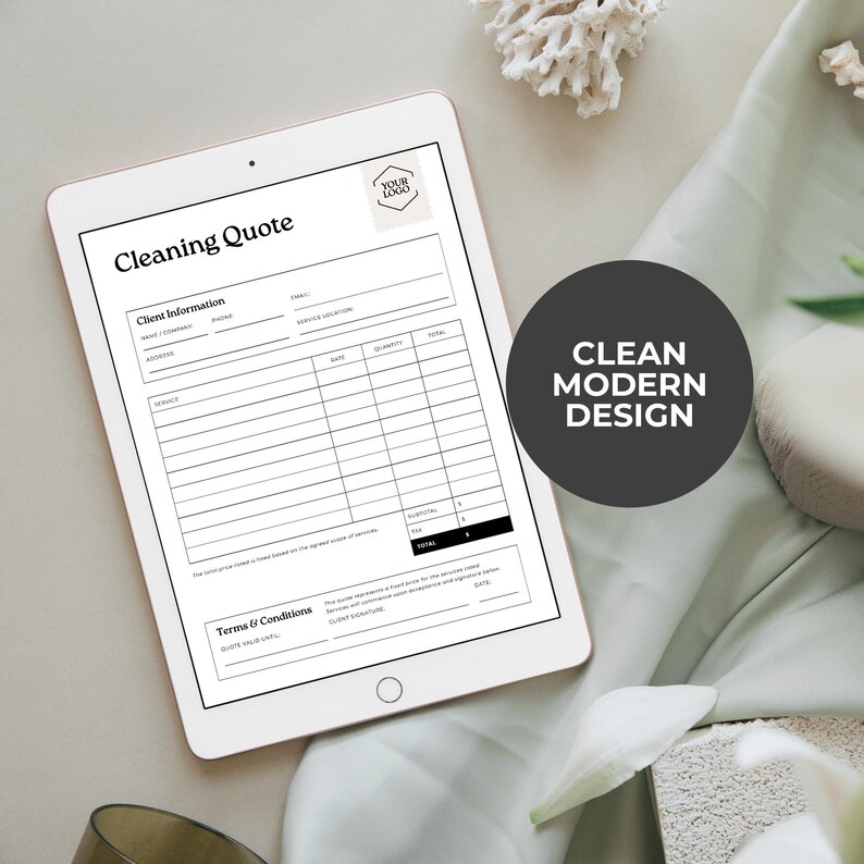 Cleaning Quote Template | Fillable PDF & Editable Canva Form for ...