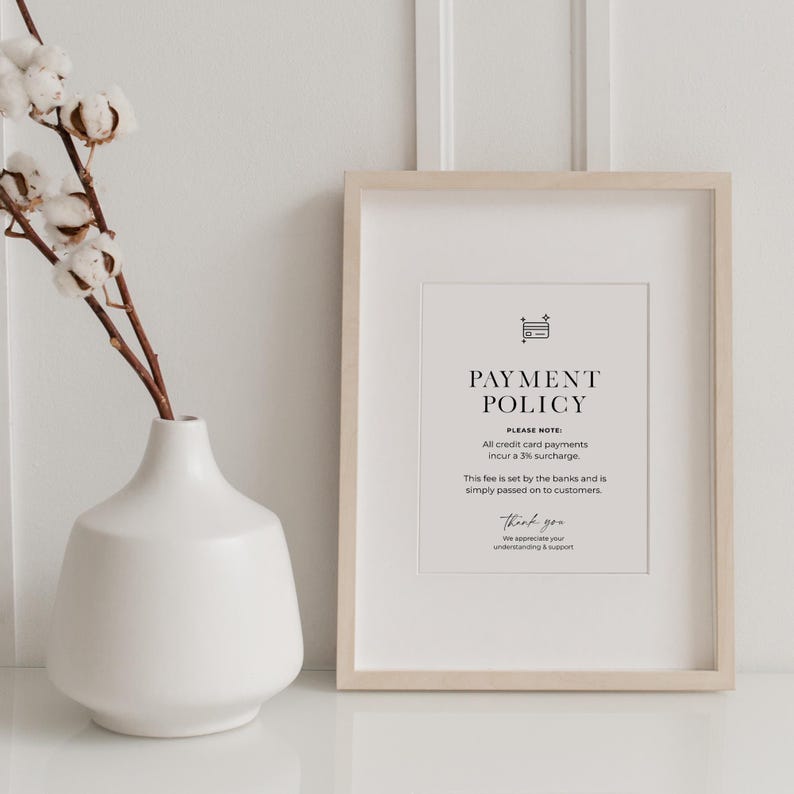 Credit Card Fee Sign | Printable Business Payment Policy Sign ...