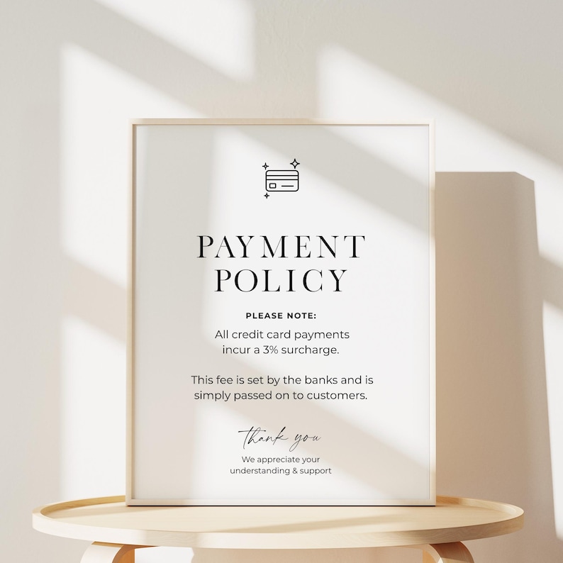 Credit Card Fee Sign | Printable Business Payment Policy Sign ...