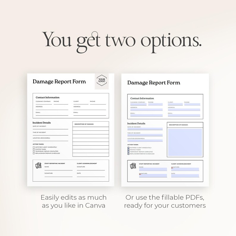 Damage Report Form Template | Fillable Cleaning Business Incident ...