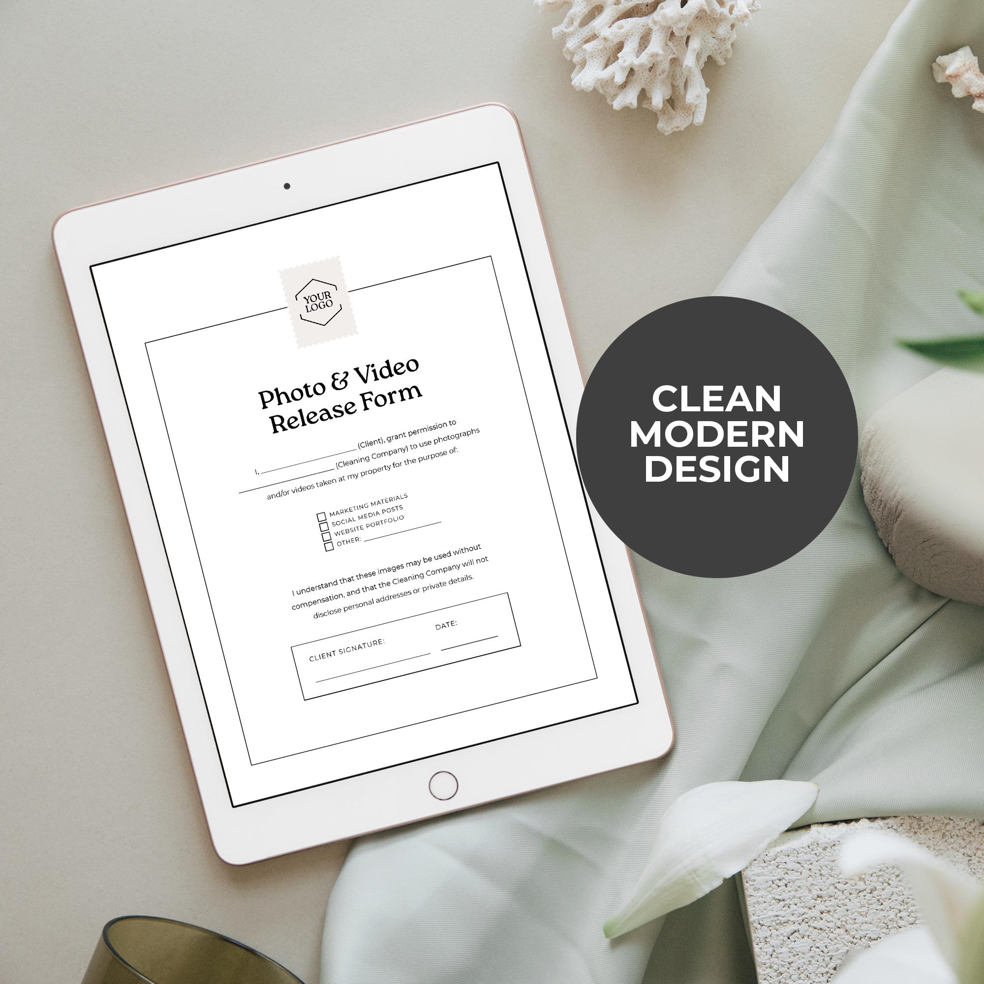 Photo & Video Release Form - Cleaning Business | Fillable PDF and ...