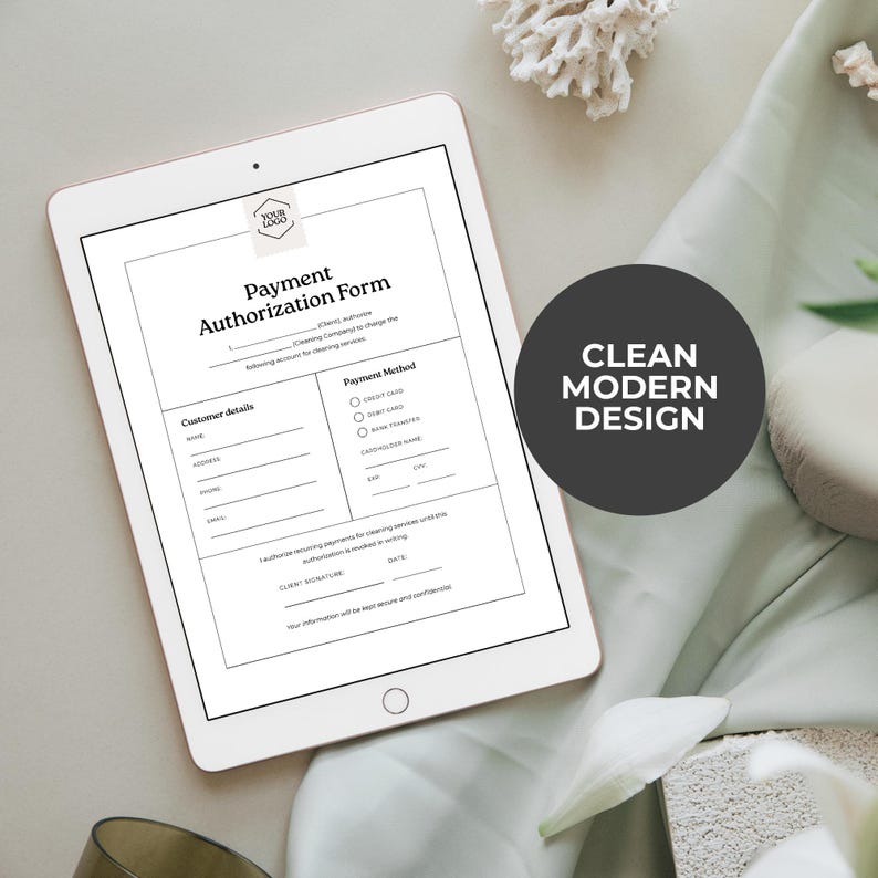 Payment Authorization Form - Cleaning Company | Fillable PDF & Editable ...
