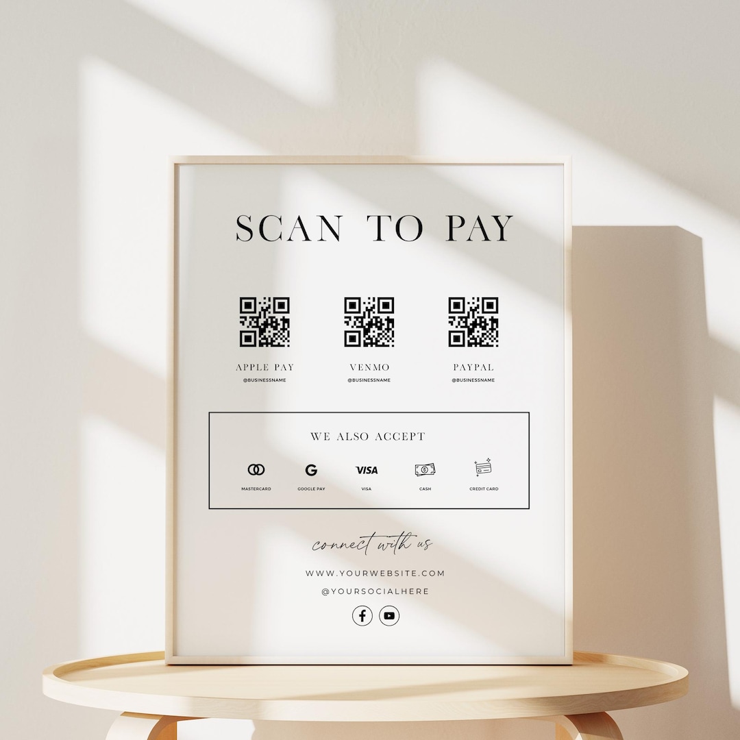 Scan to Pay Sign | Printable Payment QR Code Template | Editable Canva ...