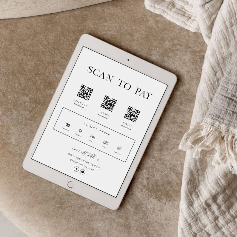 Scan to Pay Sign | Printable Payment QR Code Template | Editable Canva ...