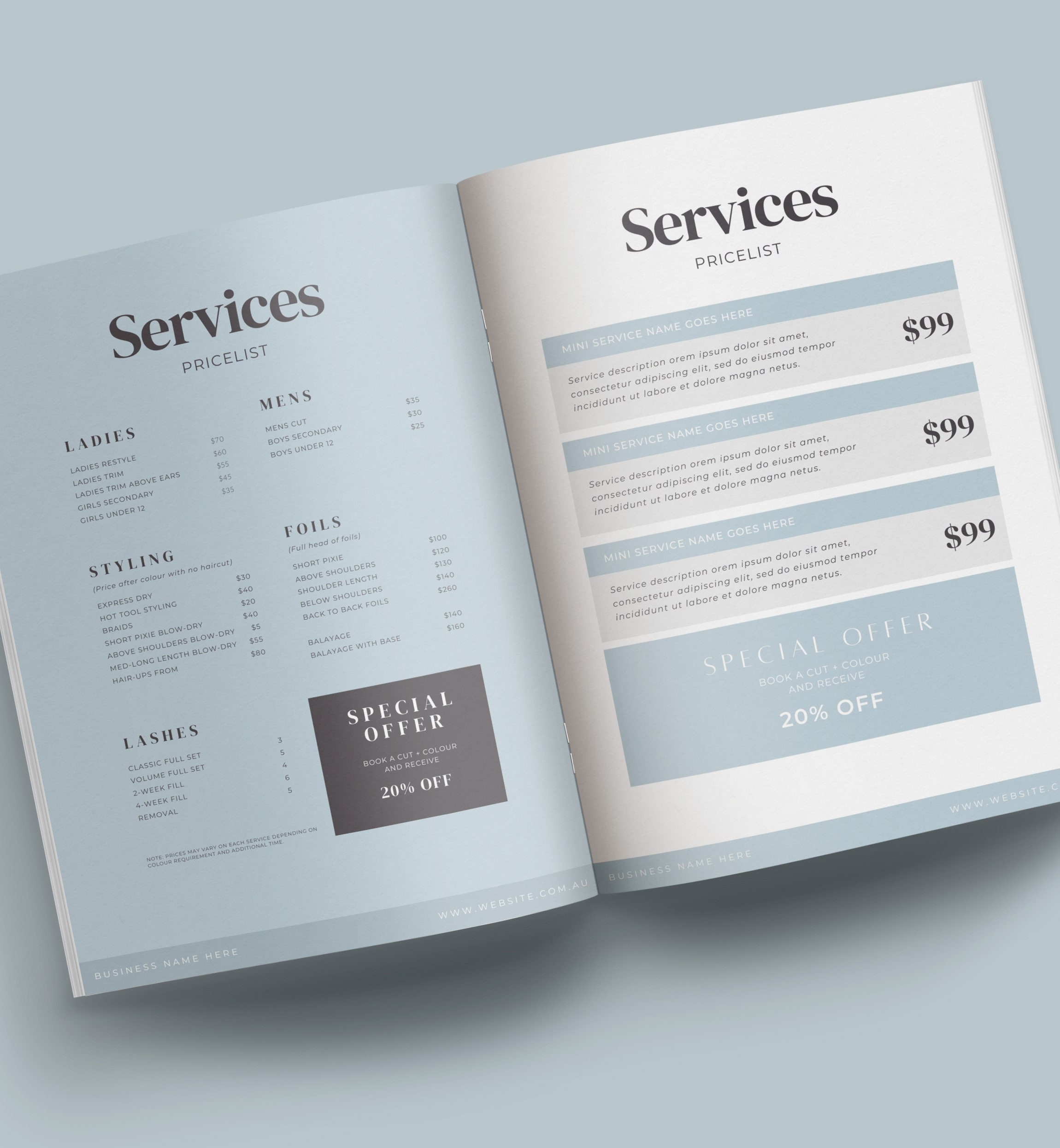 Blue Price List Template INSTANT DOWNLOAD Canva Services / - Etsy
