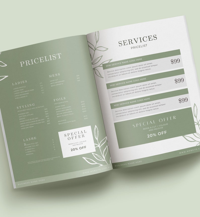 Sage Price List Template INSTANT DOWNLOAD Canva Services / - Etsy Australia