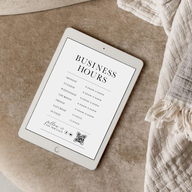 Business Hours Sign | Printable 8x10 Canva Template | Editable Store ...