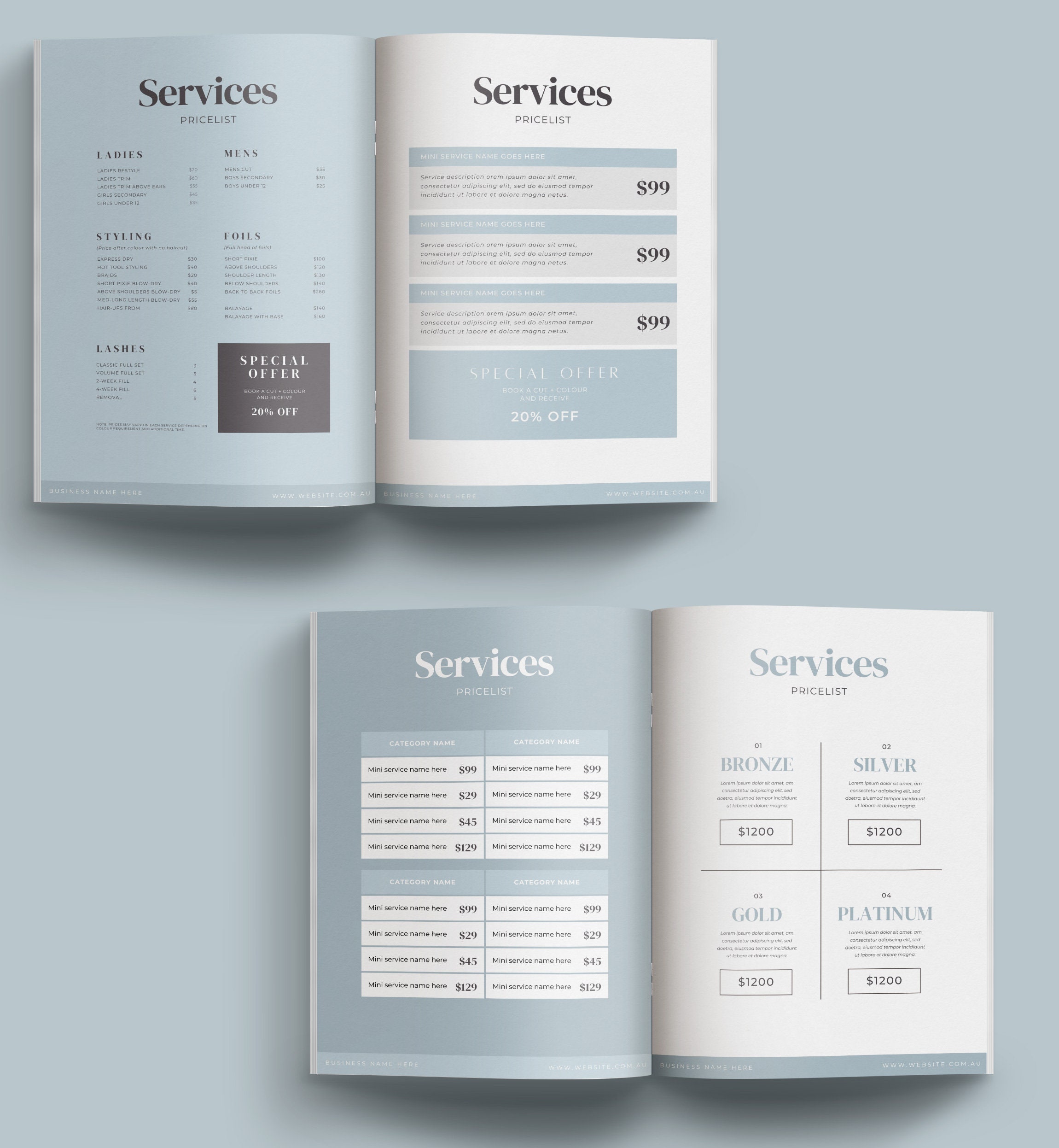 Blue Price List Template INSTANT DOWNLOAD Canva Services / - Etsy