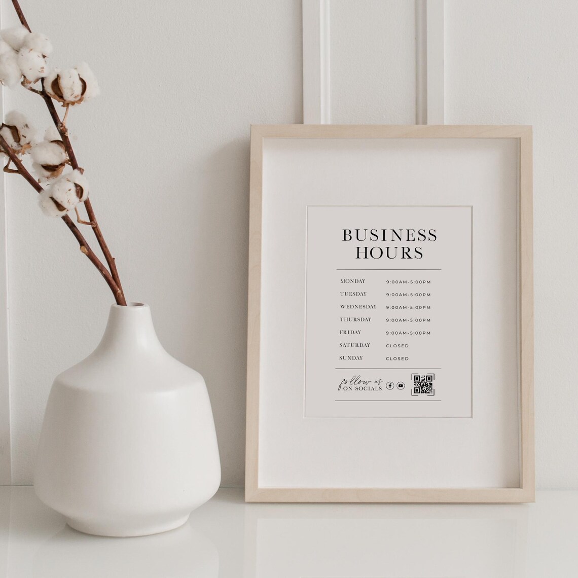Business Hours Sign | Printable 8x10 Canva Template | Editable Store ...