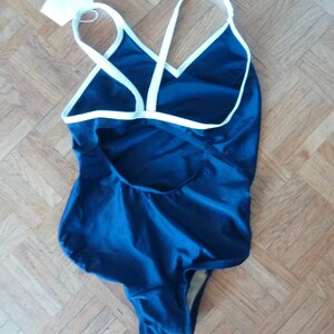 Vintage NWT French Swimsuit SNS Arena Navy Blue White Cut Out Back ...