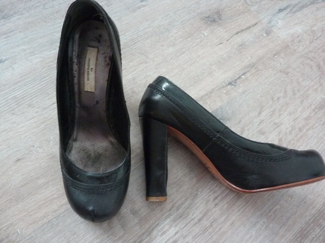Black Leather Malene Birger Shoes Inner Platform Pumps Courts ...
