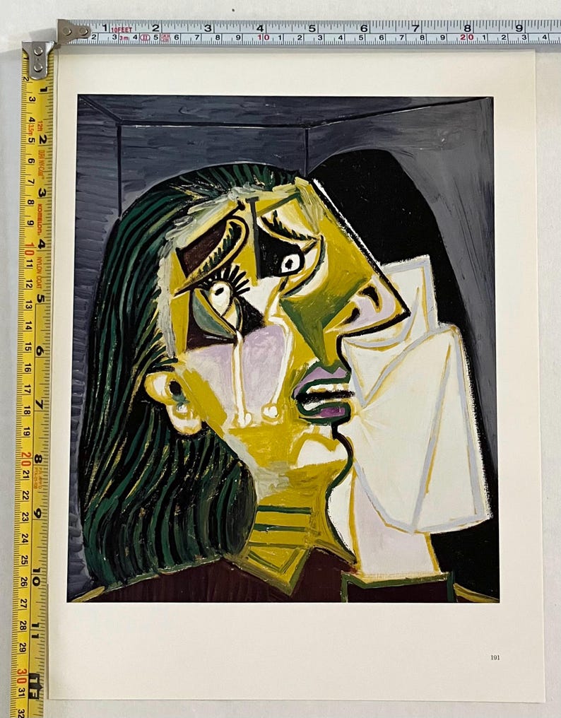 Pablo Picasso Weeping Woman Book Plate Art Print Painting Cubism Home ...