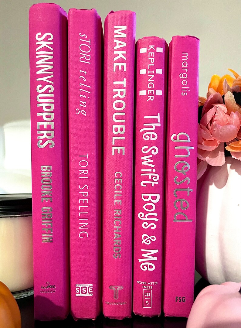 Pink Real Books by Color Set for Staging, Decor, Props, Shades of Pink ...