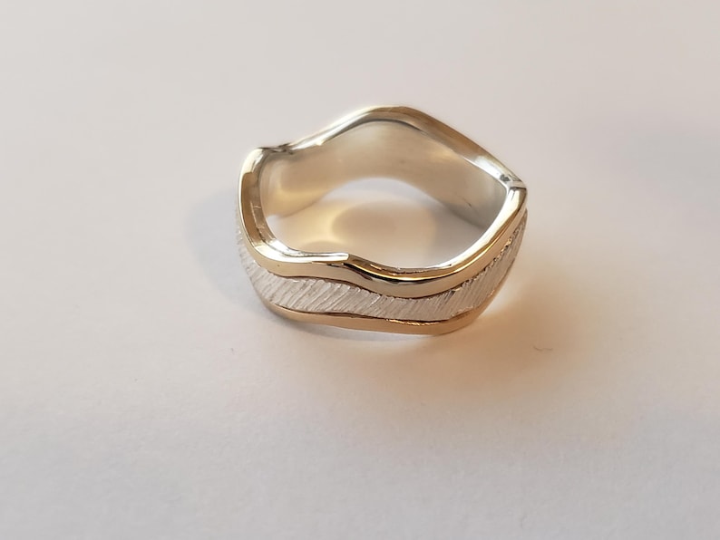RIVER FLOW RING, Handcrafted in Solid 14K Yellow Gold and Sterling ...