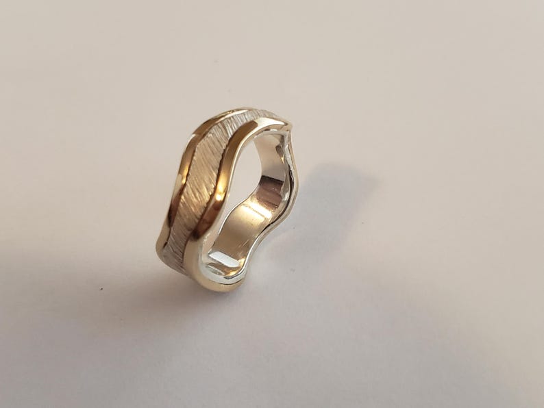 RIVER FLOW RING, Handcrafted in Solid 14K Yellow Gold and Sterling ...