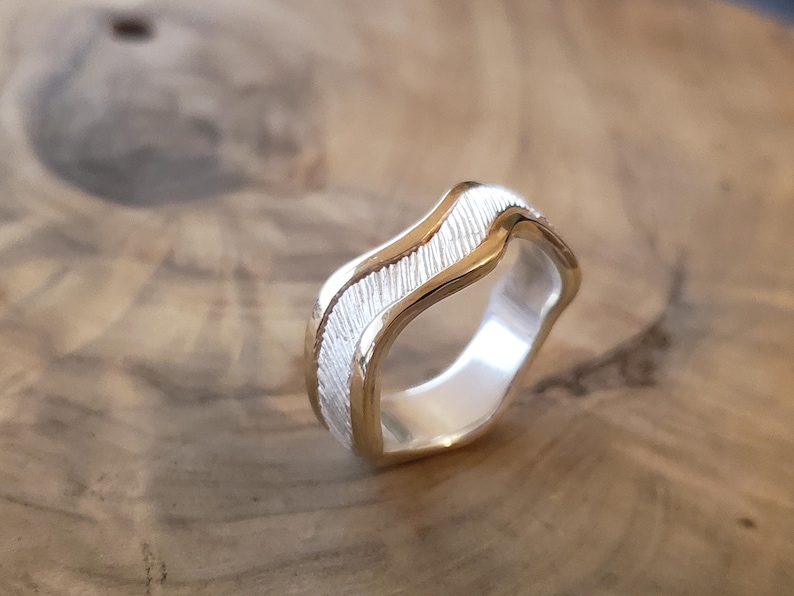 RIVER FLOW RING, Handcrafted in Solid 14K Yellow Gold and Sterling ...