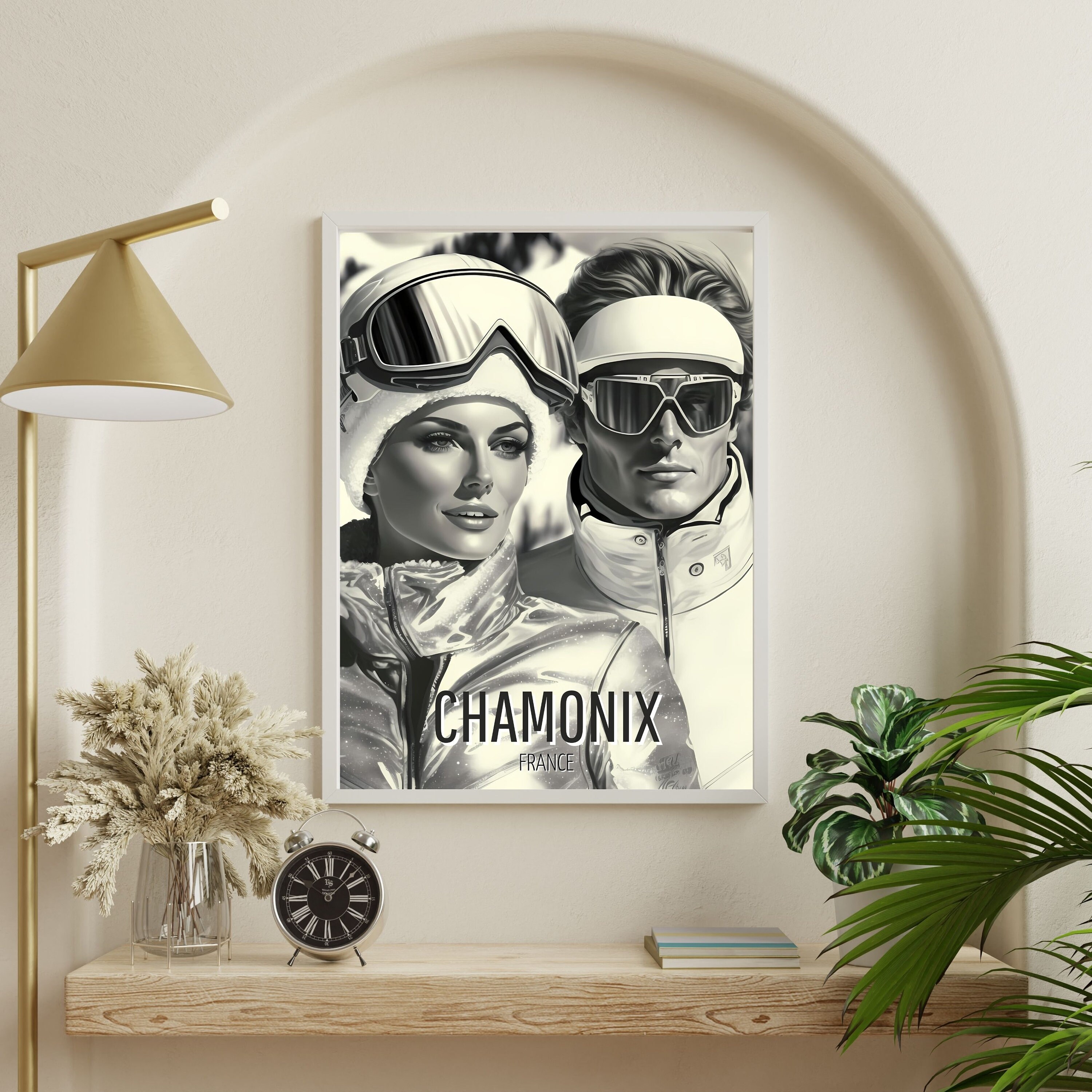 Illustration Man and Woman Chamonix France All in Color - Etsy
