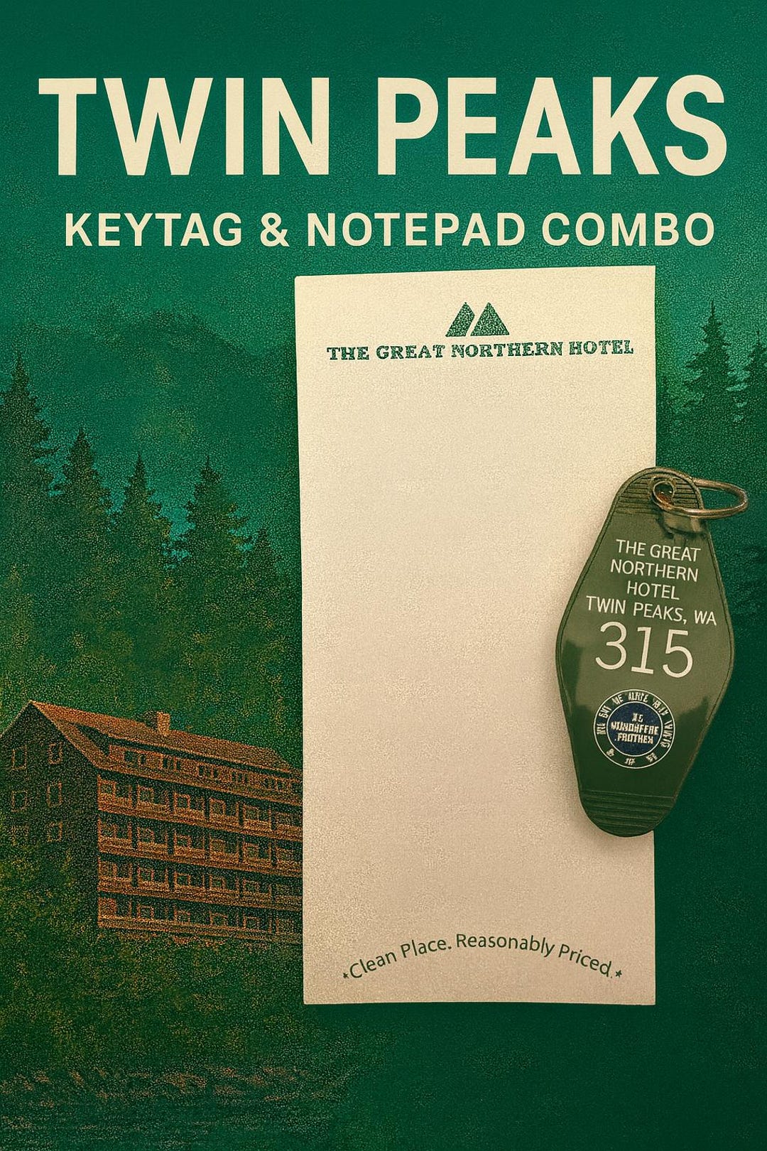 COMBO -pacific Northwest Mountain Lodge Room '315' Keytag Notepad - Etsy