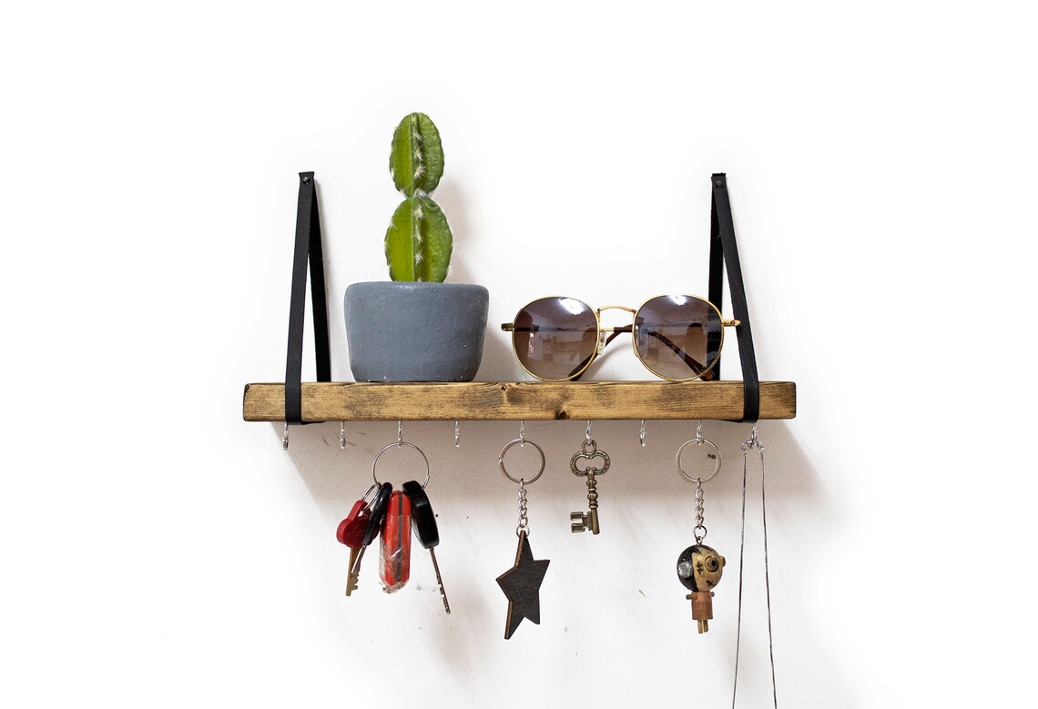 Floating Shelf Key Holder for Wall Wooden Key Storage Key Hook - Etsy