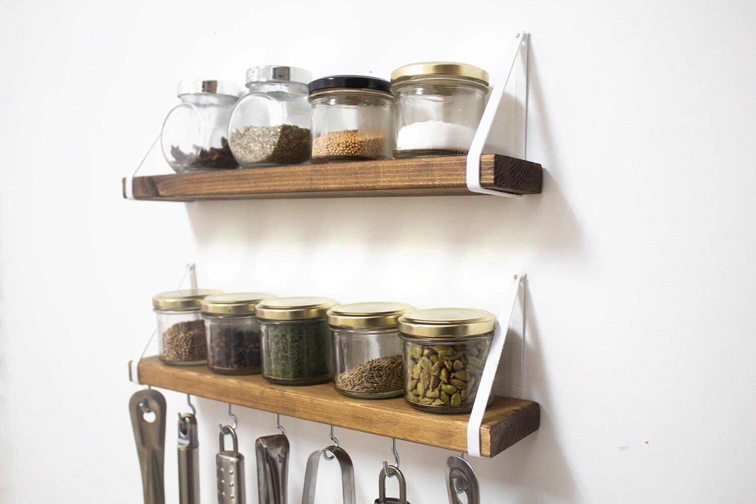 Wood Spice Rack Wooden Spice Shelf Spice Jars Kitchen Shelves | Etsy